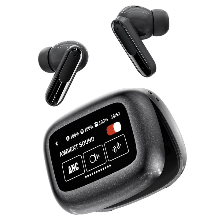 RCA WAVE-45 ANC True Wireless Earbuds with Screen - Noise Cancelling ...